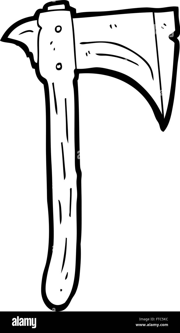 freihändig gezeichnet schwarz / weiß Cartoon Axt Stock-Vektorgrafik - Alamy