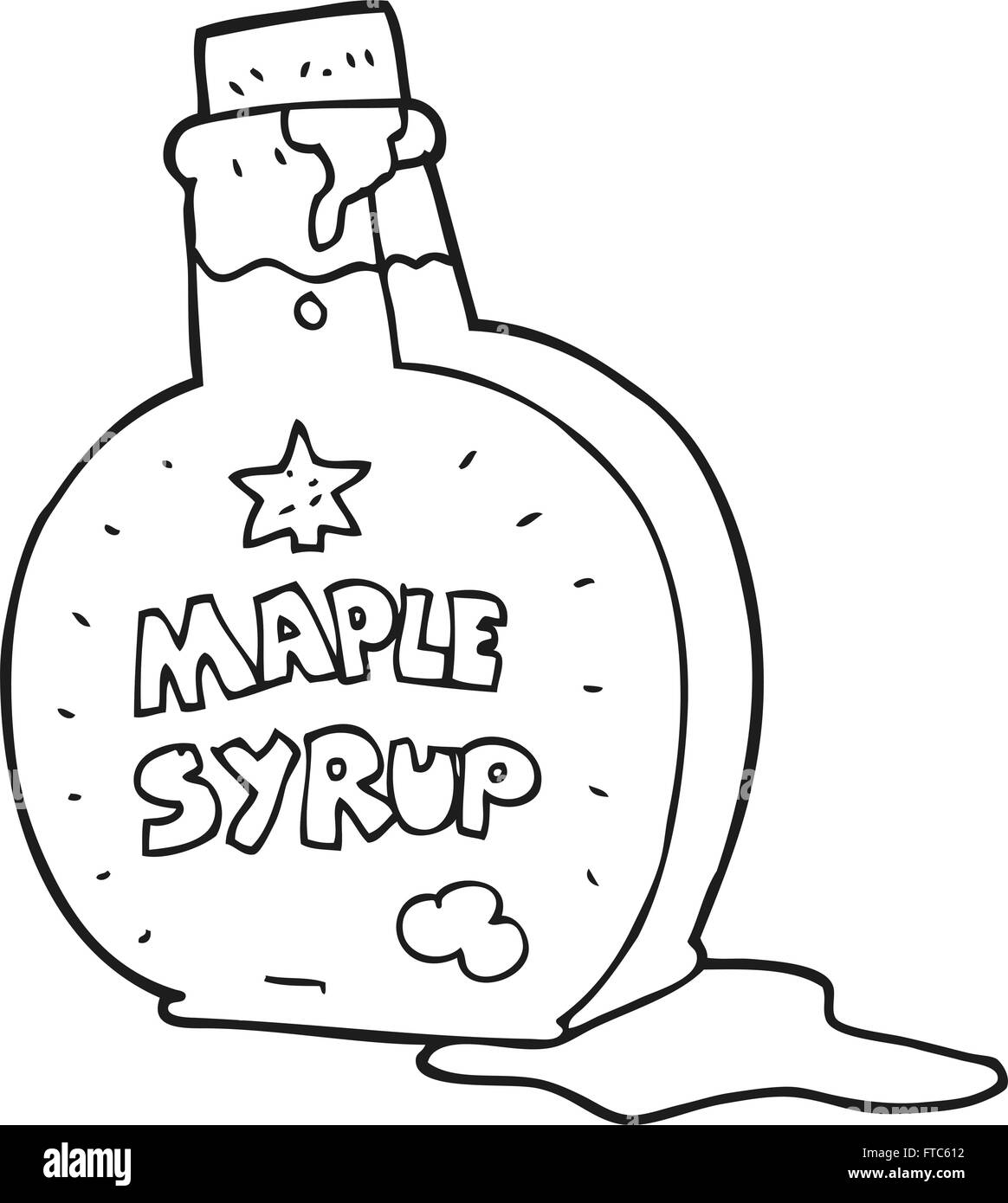 freihändig gezeichnet schwarz / weiß Cartoon Ahornsirup Flasche Stock ...