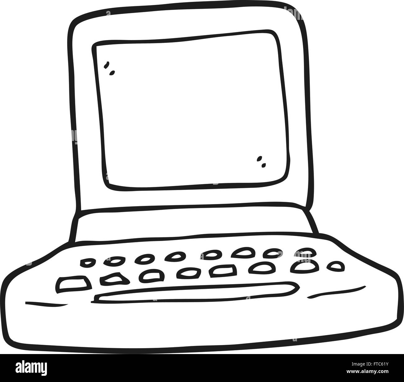 Freihändig gezeichnete schwarz-weiß Cartoon alte computer Stock ...