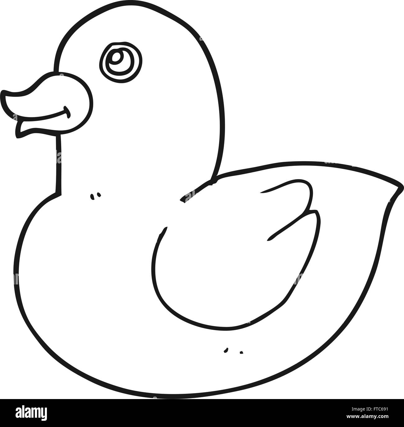 freihändig gezeichnet schwarz / weiß Cartoon Gummiente Stock ...