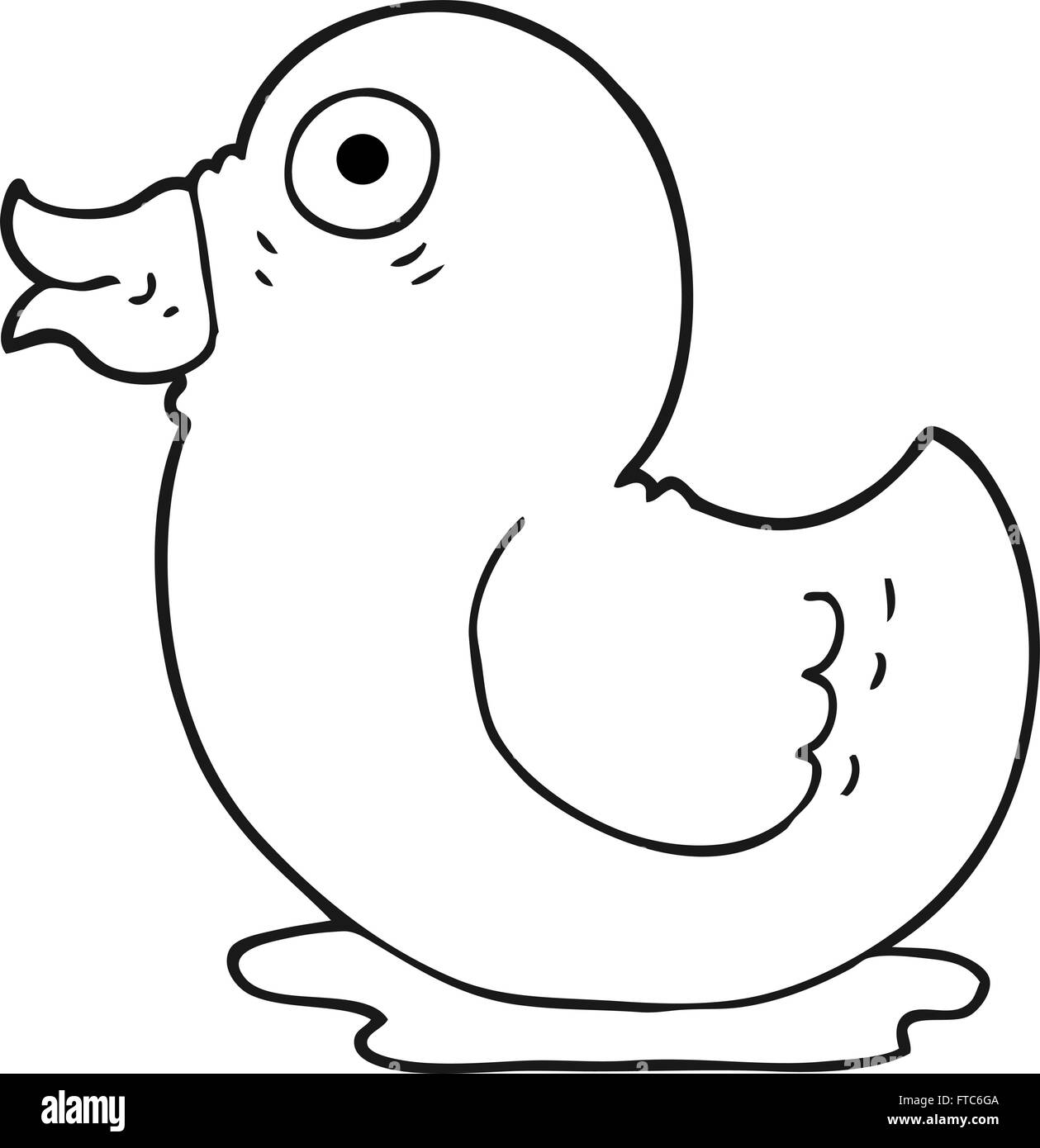 freihändig gezeichnet schwarz / weiß Cartoon Gummiente Stock ...
