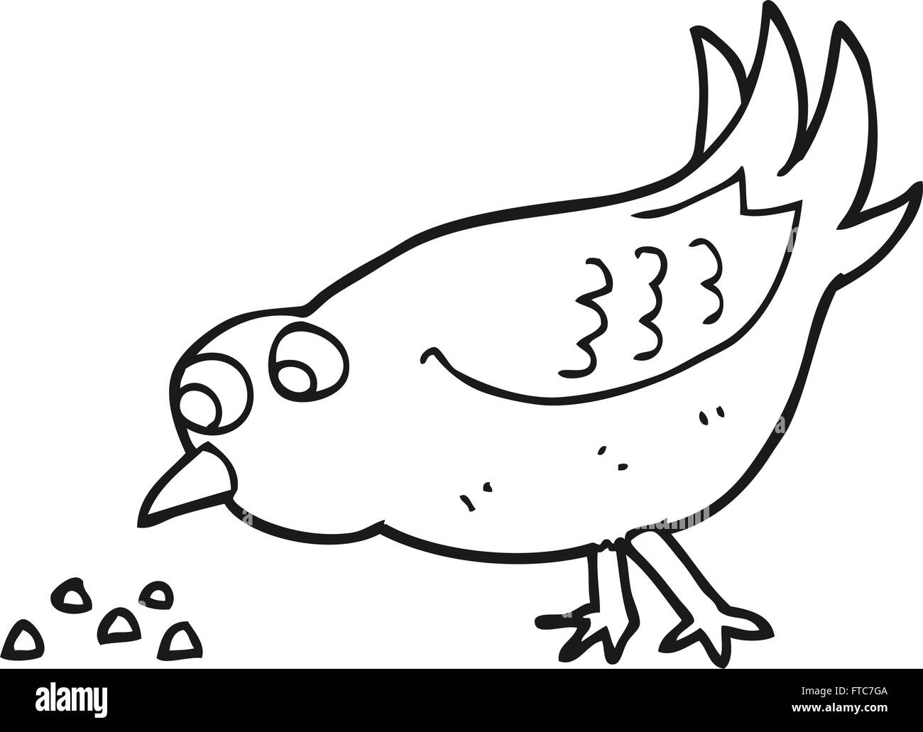 freihändig gezeichnet schwarz / weiß Cartoon Vögel picken Samen Stock ...