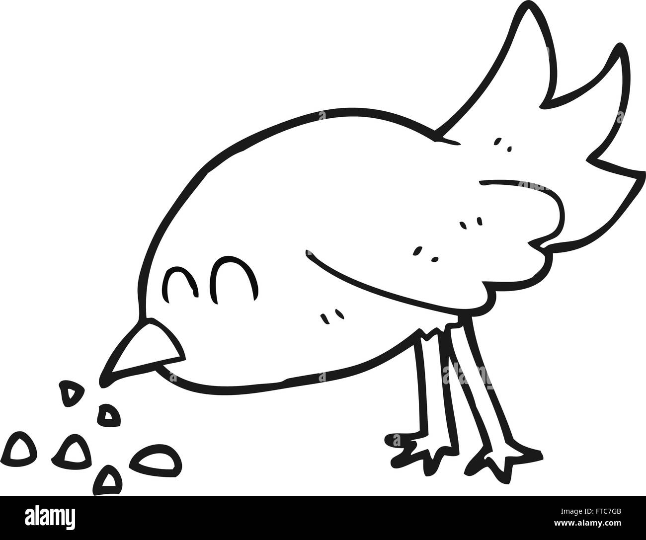 freihändig gezeichnet schwarz / weiß Cartoon Vögel picken Samen Stock ...
