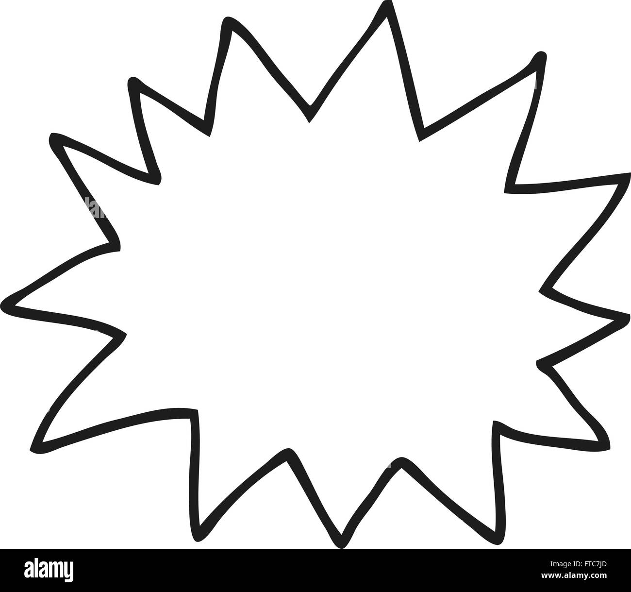 Freihändig gezeichnete schwarz-weiß Cartoon einfache Explosion symbol ...