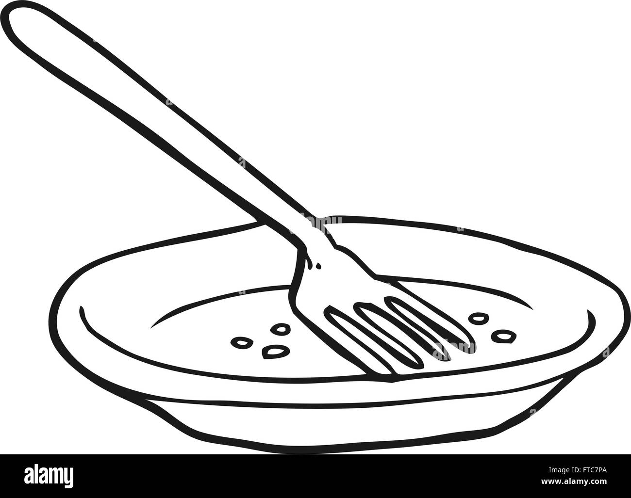 Freihändig gezeichnete schwarz-weiß Cartoon leeren Teller Stock ...