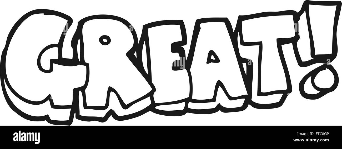 Wunderbar! freihändig gezeichnet schwarz / weiß Cartoon-symbol Stock ...
