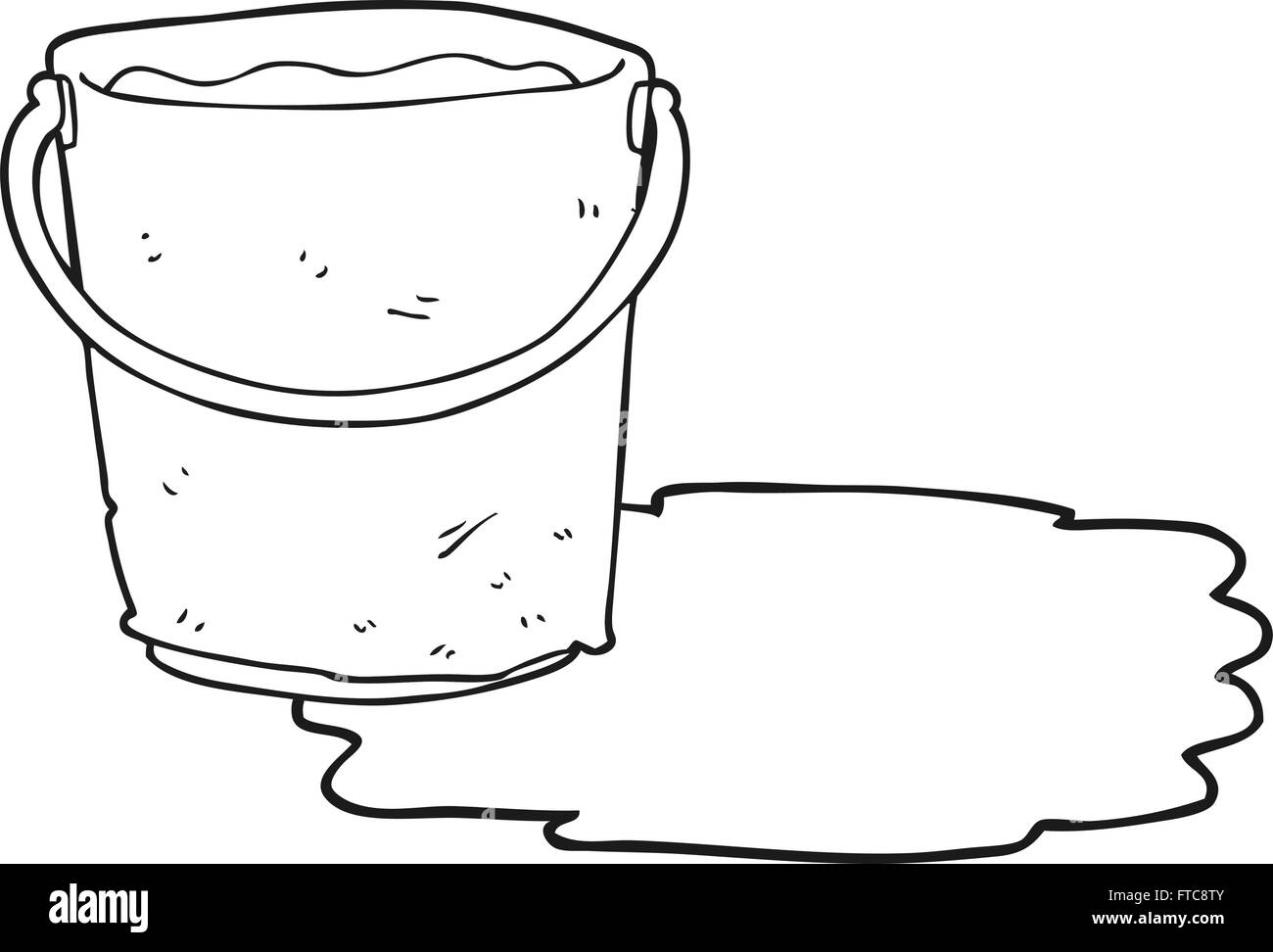 freihändig gezeichnet schwarz / weiß Cartoon Eimer mit Wasser Stock ...