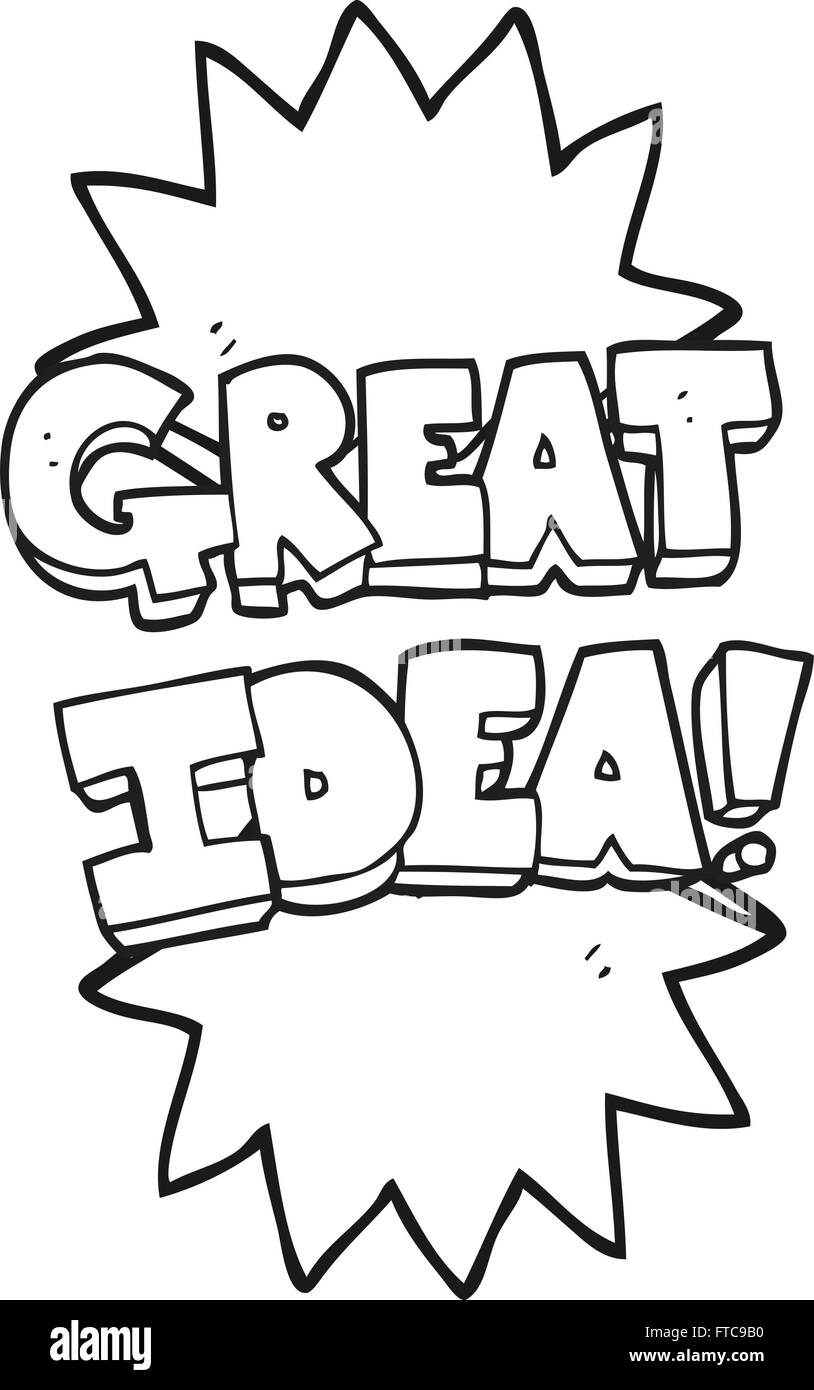 freihändig gezeichnet schwarz / weiß Cartoon-tolle Idee-symbol Stock ...
