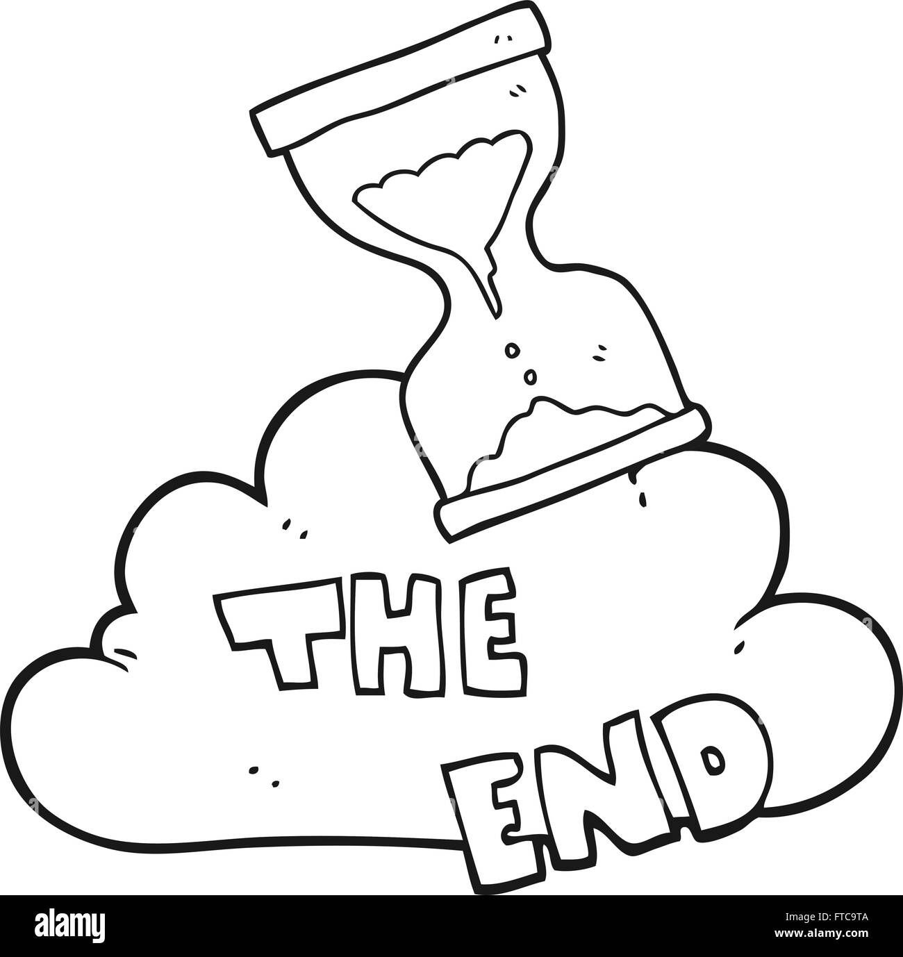 freihändig gezeichnet schwarz / weiß Cartoon Sanduhr Sanduhr Ende ...