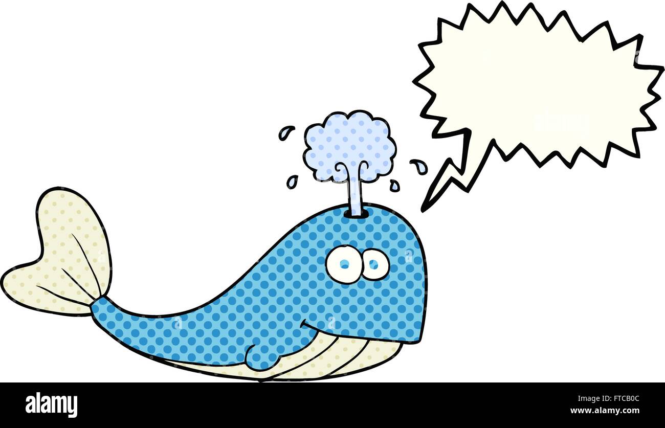 Comic-Buch Rede Blase Cartoon Wal Wasser speienden freihändig ...
