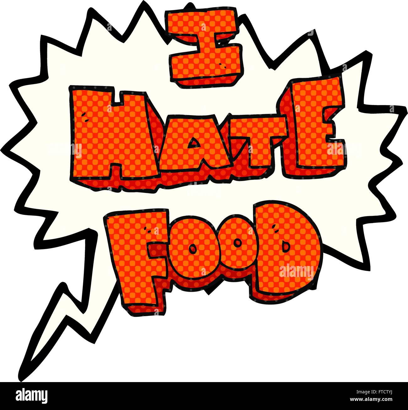 freihändig gezeichnet Comic Buch Rede Blase Cartoon ich hasse essen ...