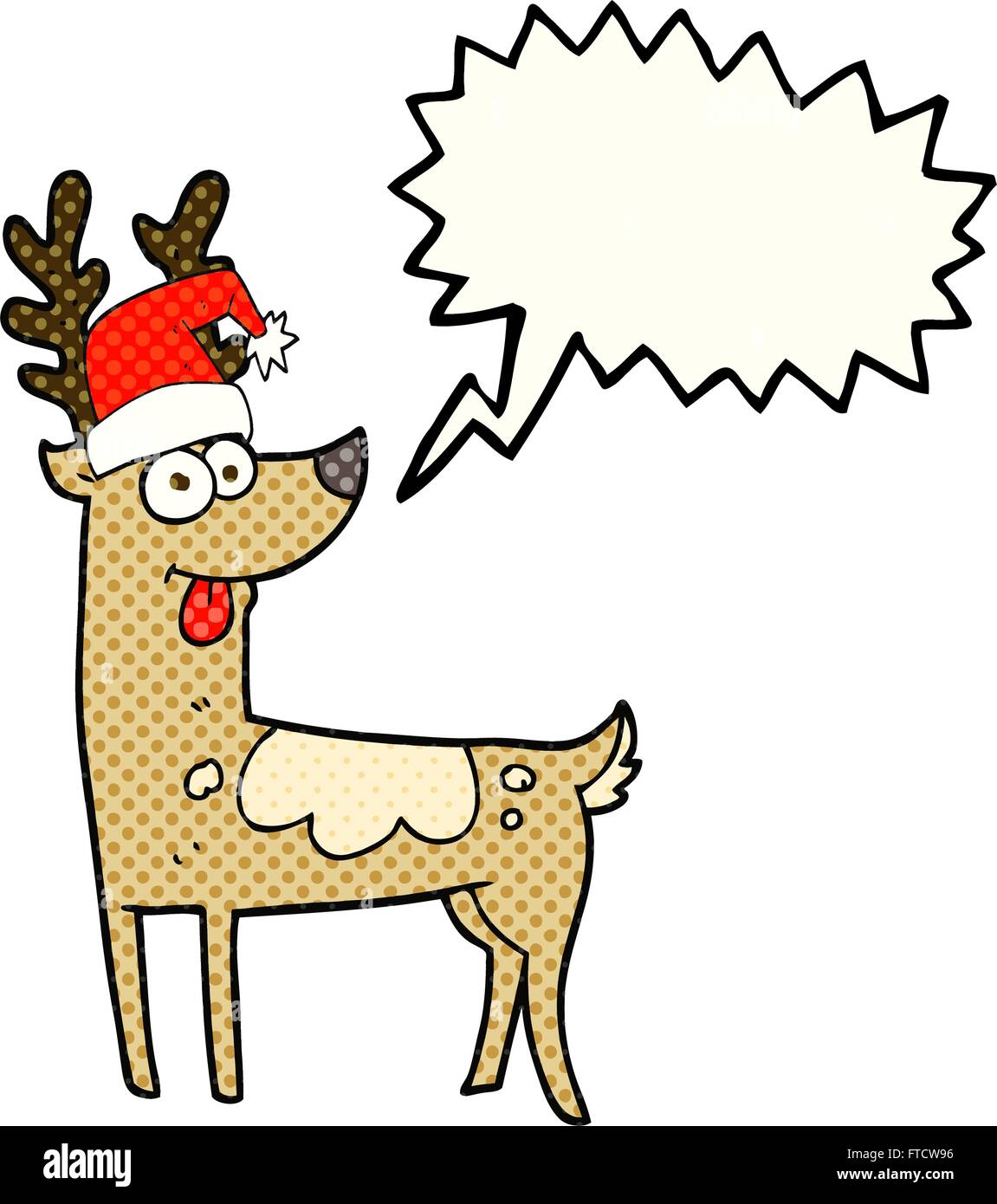 freihändig gezeichnet Comic Buch Rede Blase Cartoon verrückten Rentier ...