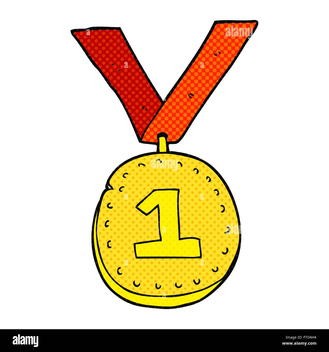 Freihändig gezeichnete Cartoon erste Platz Medaille Stock-Vektorgrafik ...