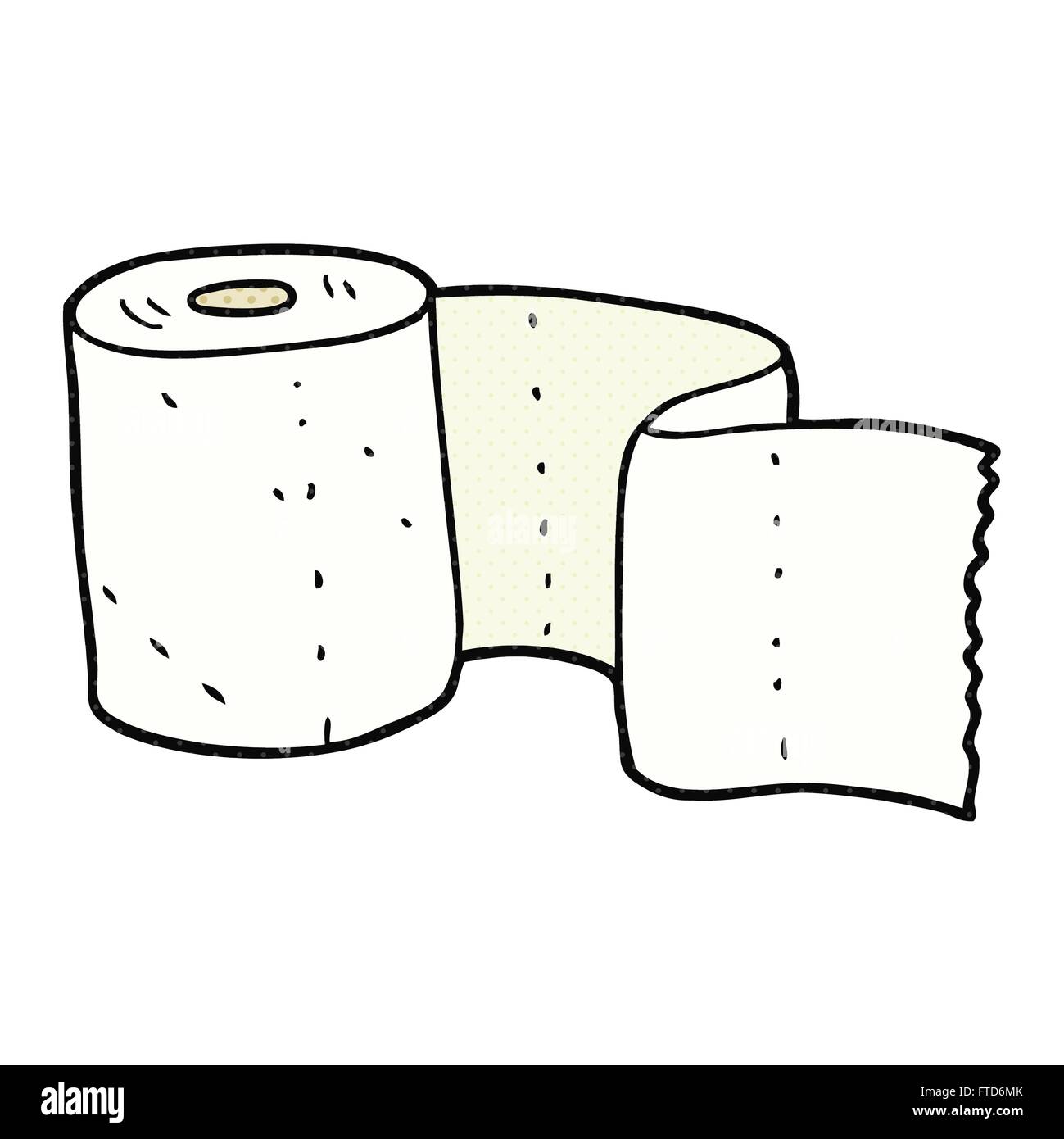 Freihändig gezeichnete Cartoon-WC-Papierrolle Stock-Vektorgrafik - Alamy