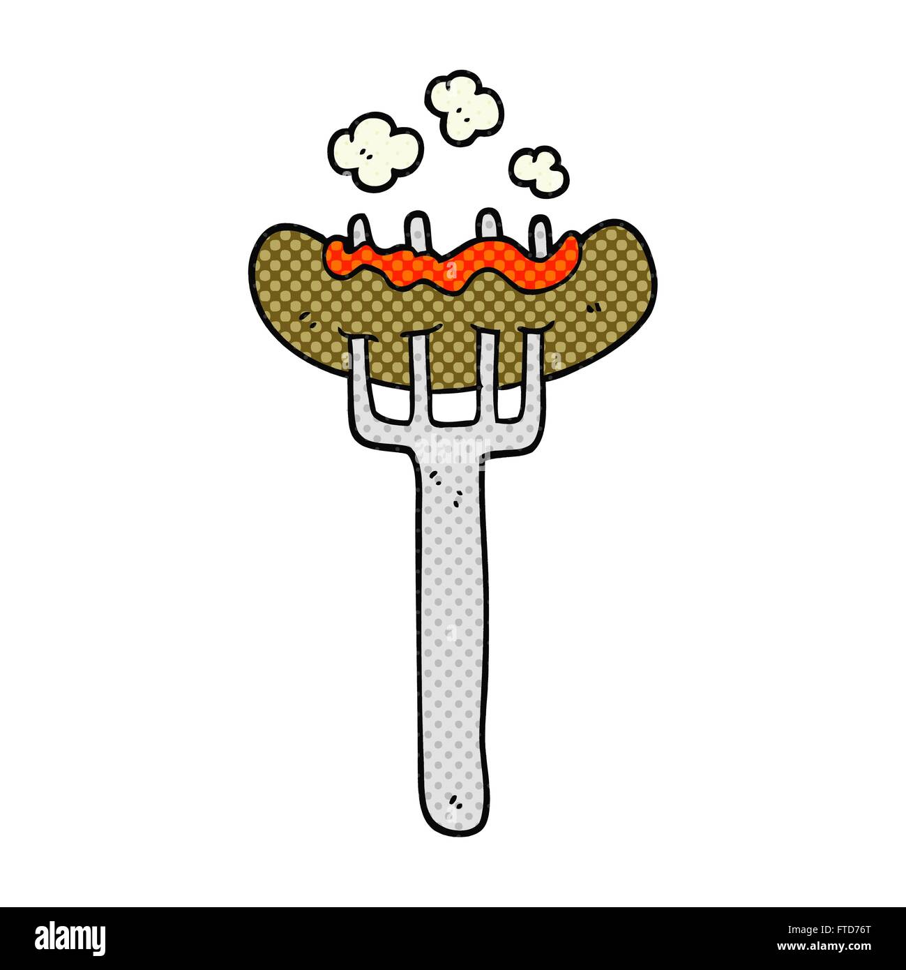 Freihändig gezeichnete Cartoon-Wurst auf Gabel Stock-Vektorgrafik - Alamy