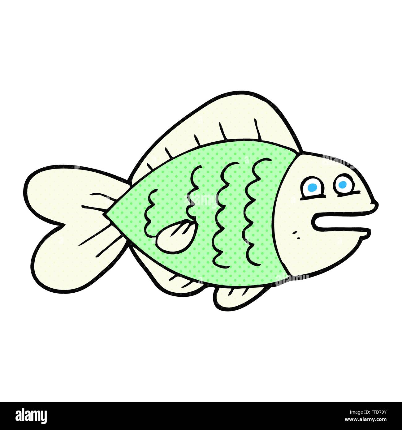 Freihändig gezeichnete Karikatur lustige Fische Stock-Vektorgrafik - Alamy