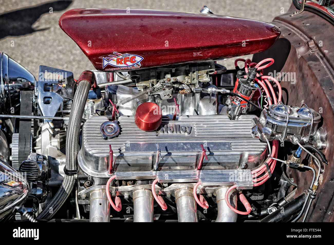 Hot-Rod-Motor bei den Drag-Rennen Stockfotografie - Alamy