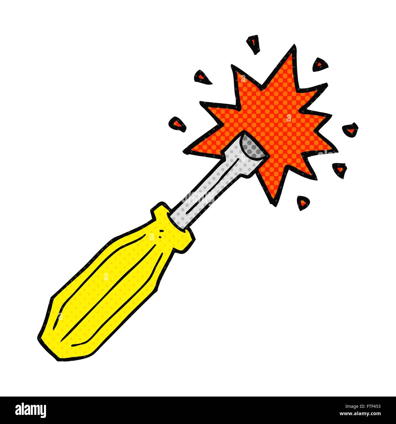 freihändig gezeichnet Comic Buch Stil Cartoon Schraubendreher Stock ...