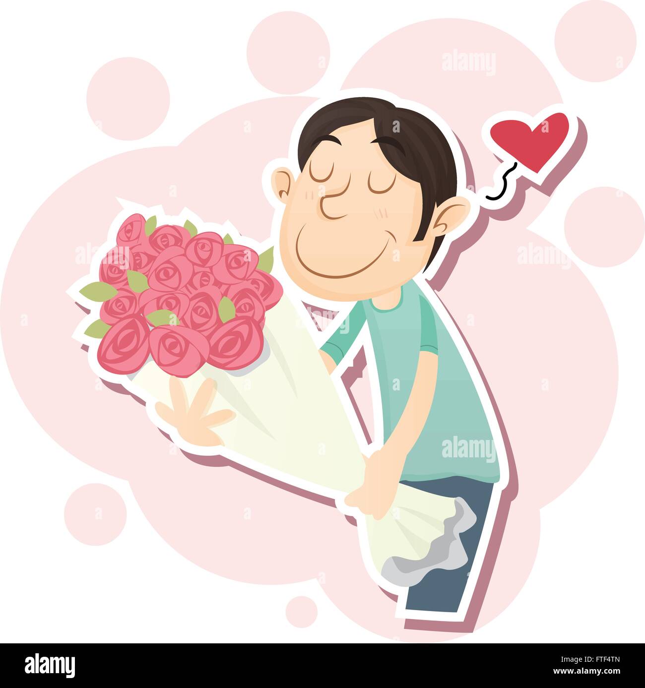 Cartoon Mann Blumen schenken Stock-Vektorgrafik - Alamy