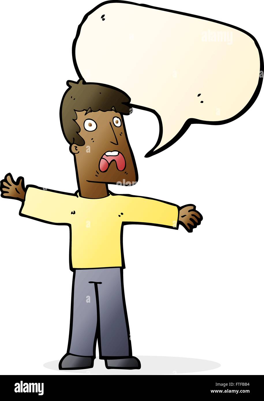 Cartoon-Angst Mann mit Sprechblase Stock-Vektorgrafik - Alamy