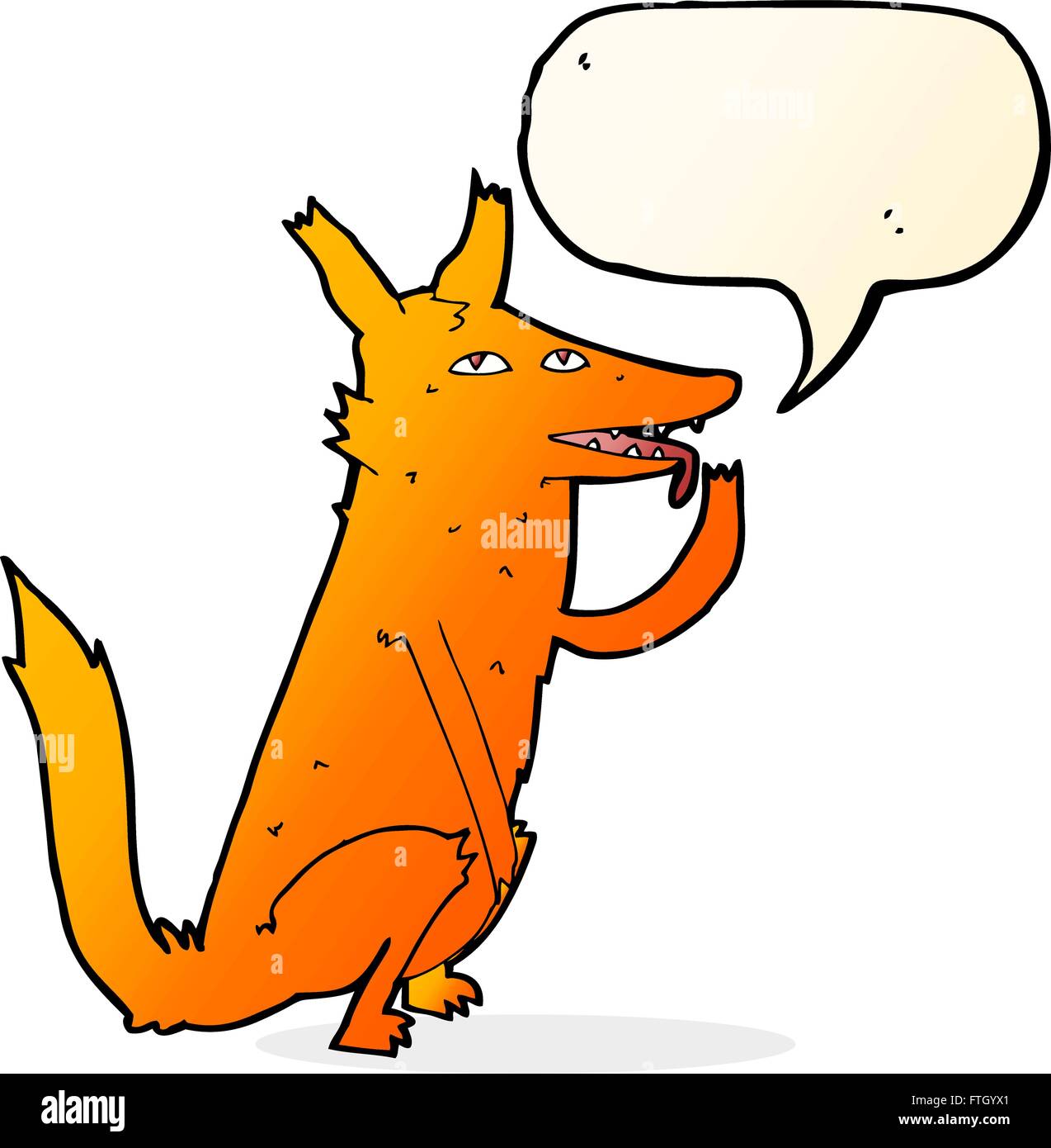 Cartoon Fuchs leckt Pfote mit Sprechblase Stock-Vektorgrafik - Alamy