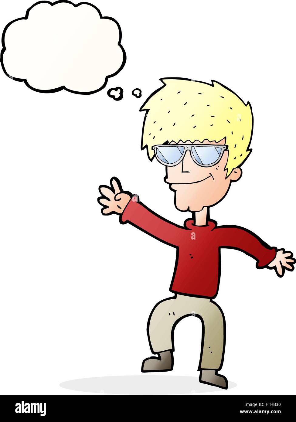 Cartoon winken cooler Typ mit dachte Blase Stock-Vektorgrafik - Alamy