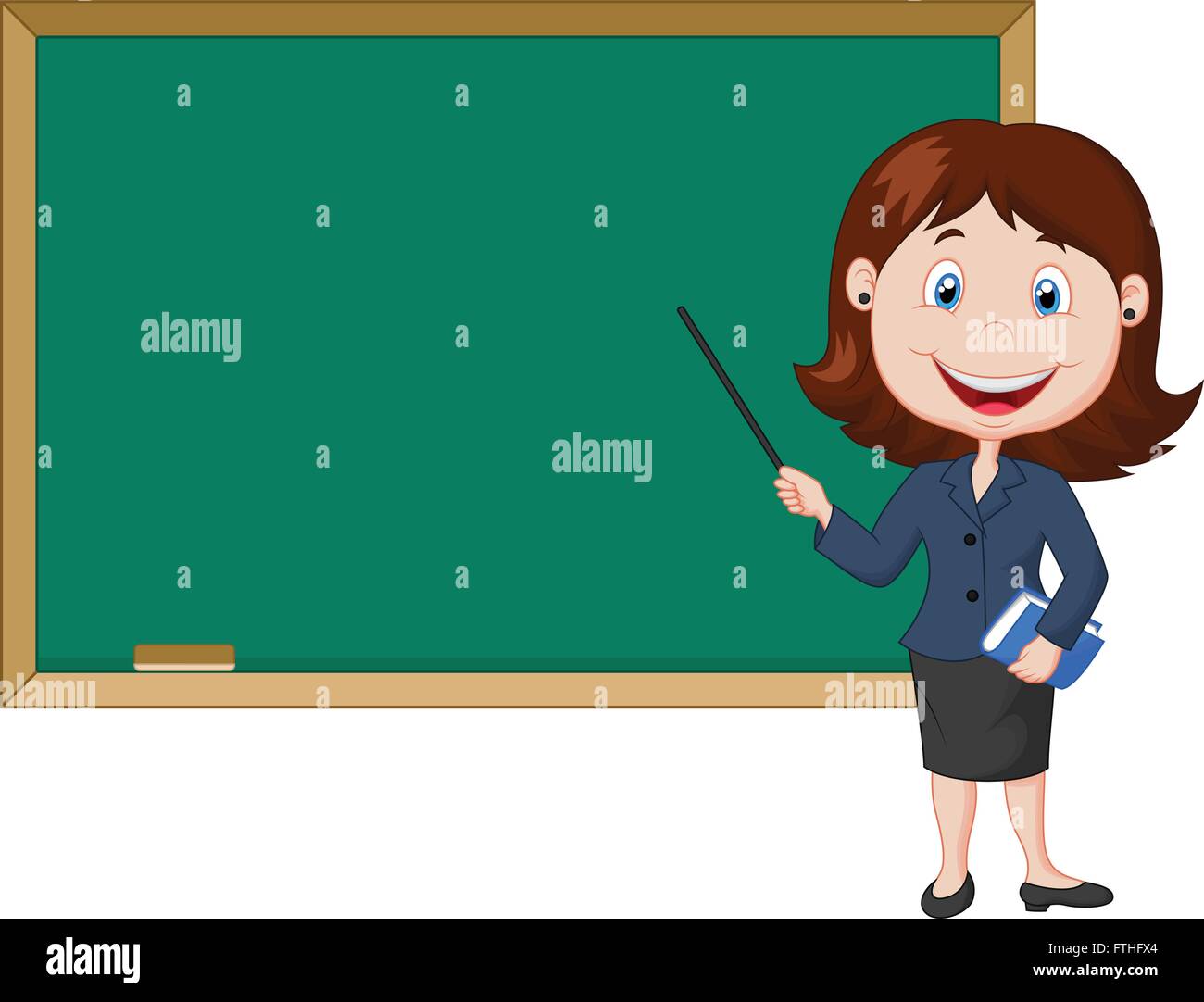 Cartoon-Lehrerin stehen neben einer Tafel Stock-Vektorgrafik - Alamy