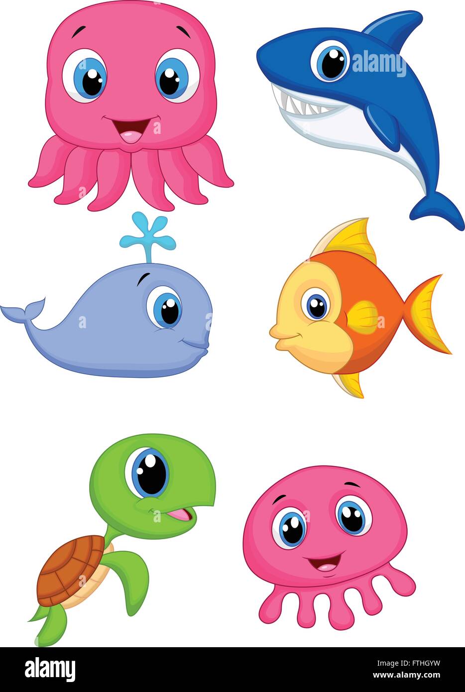 Cartoon sea animals Stock-Vektorgrafiken kaufen - Alamy