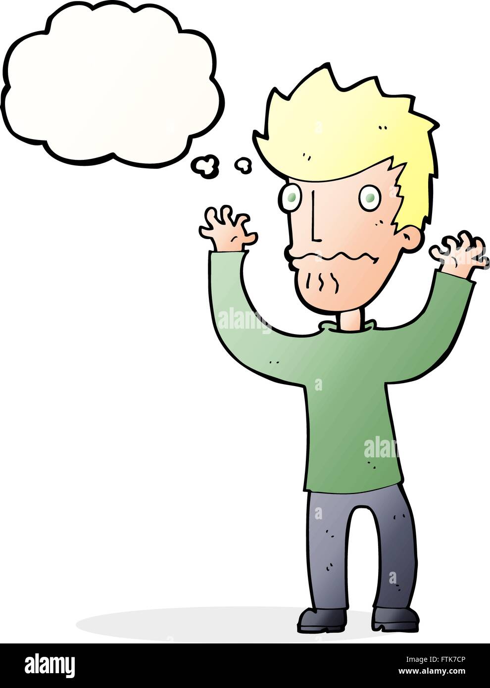 Cartoon-Angst Mann mit Gedankenblase Stock-Vektorgrafik - Alamy