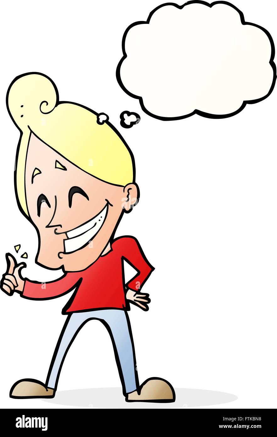 Cartoon Mann schnappen von Fingern mit Gedankenblase Stock-Vektorgrafik ...