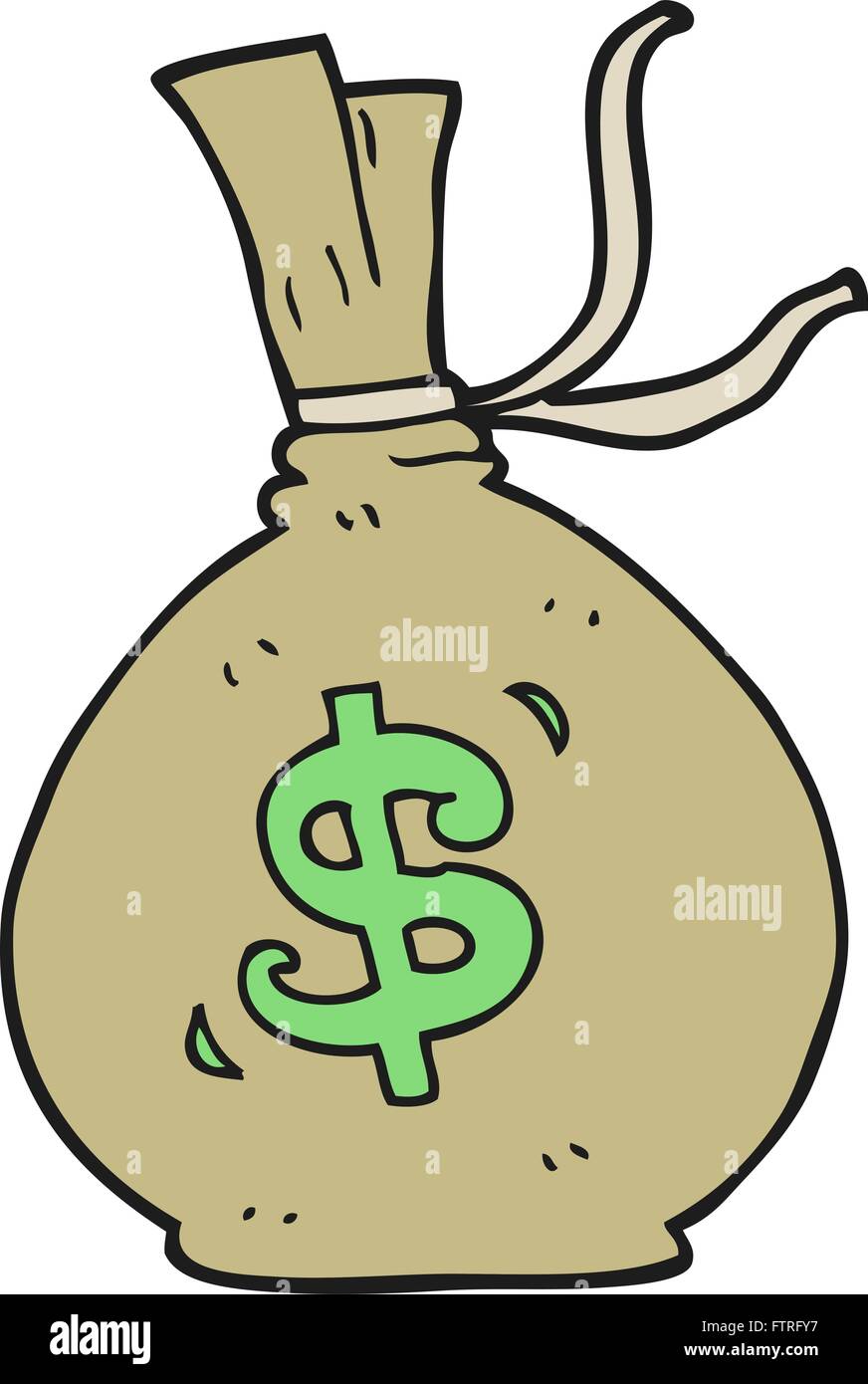 Freihändig gezeichnete Cartoon-Beutel mit Geld Stock-Vektorgrafik - Alamy