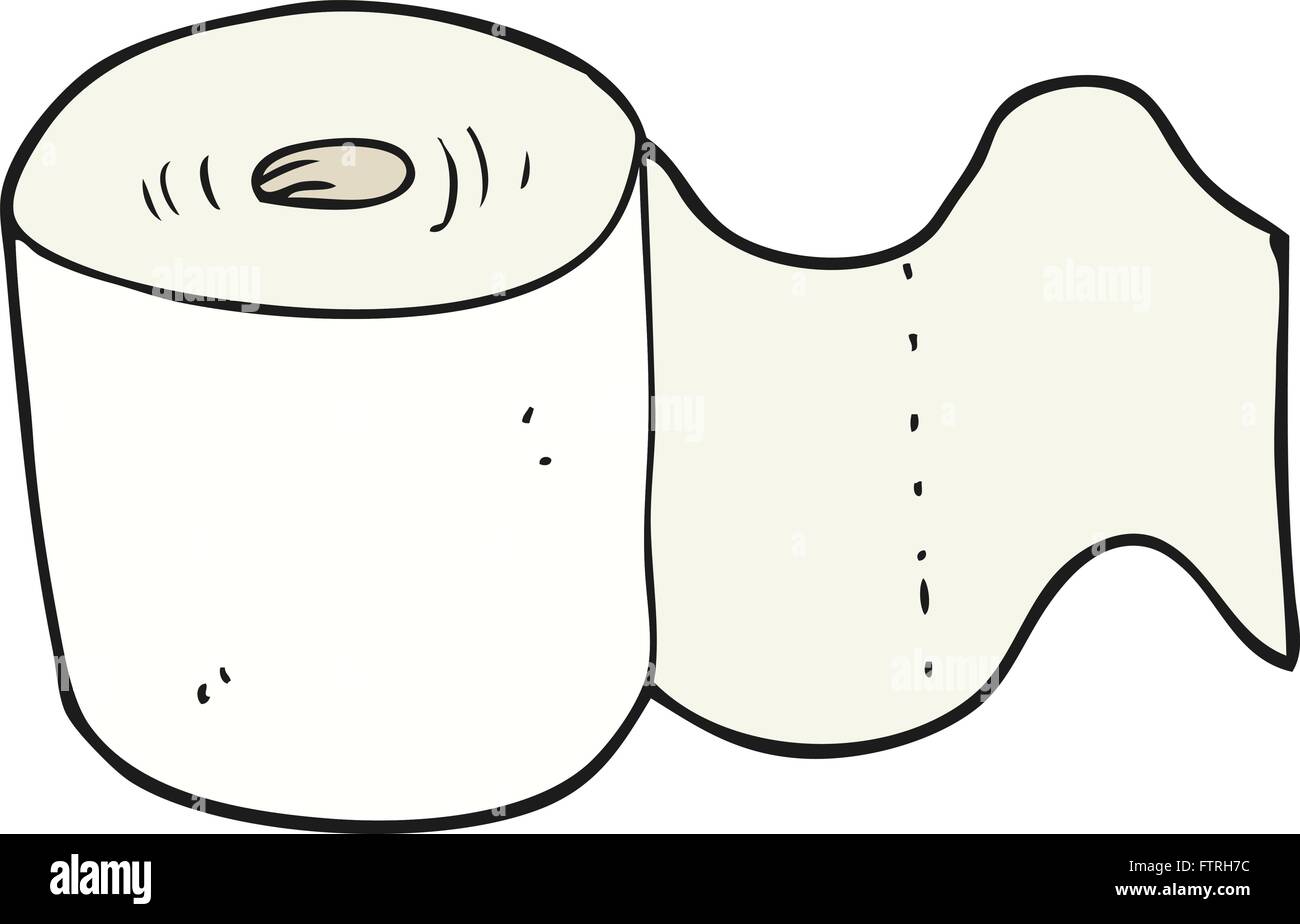 Freihändig gezeichnete Cartoon-WC-Papierrolle Stock-Vektorgrafik - Alamy