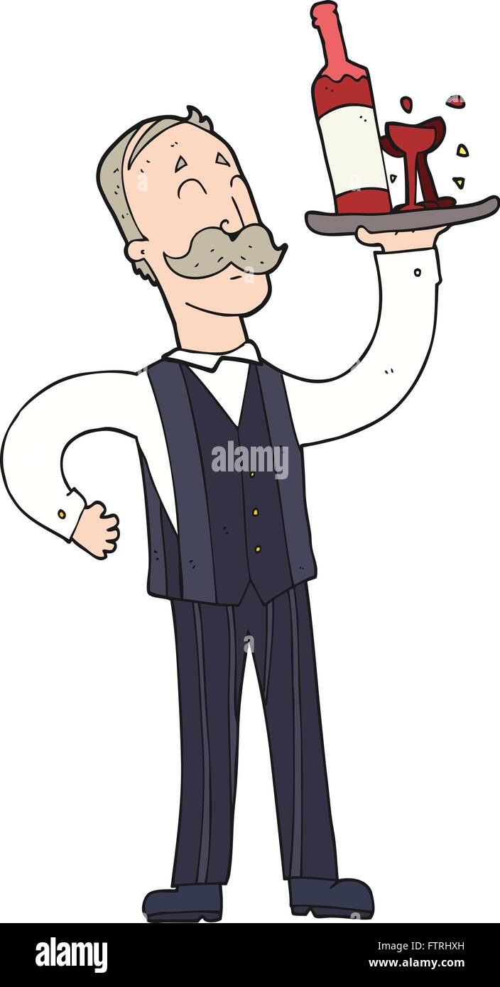 Freihändig gezeichnete Cartoon-Kellner Stock-Vektorgrafik - Alamy