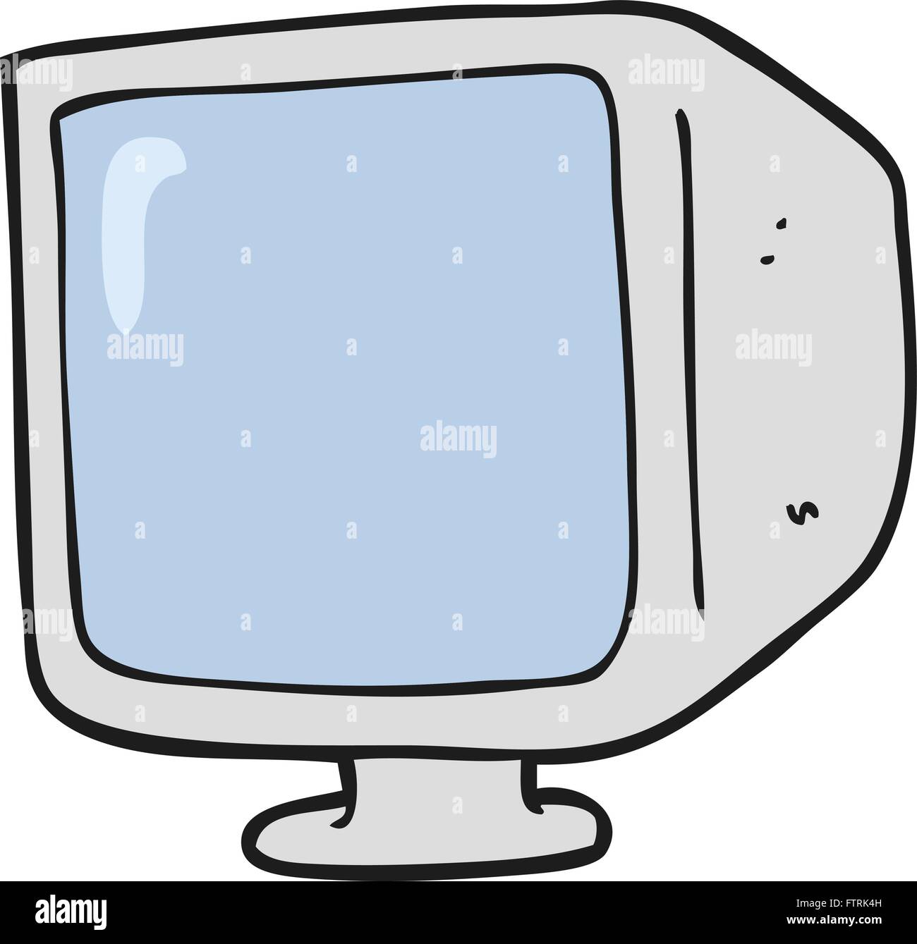 Freihändig gezeichnete Cartoon alte Computer-monitor Stock-Vektorgrafik ...