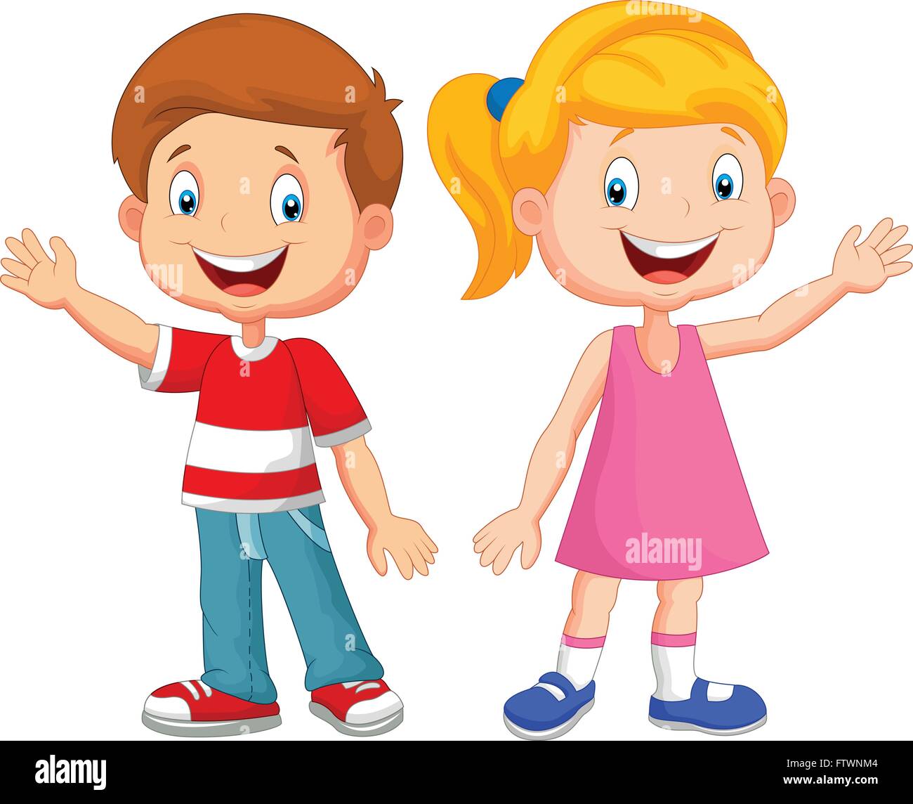 Süße Kinder Hand winken Stock-Vektorgrafik - Alamy