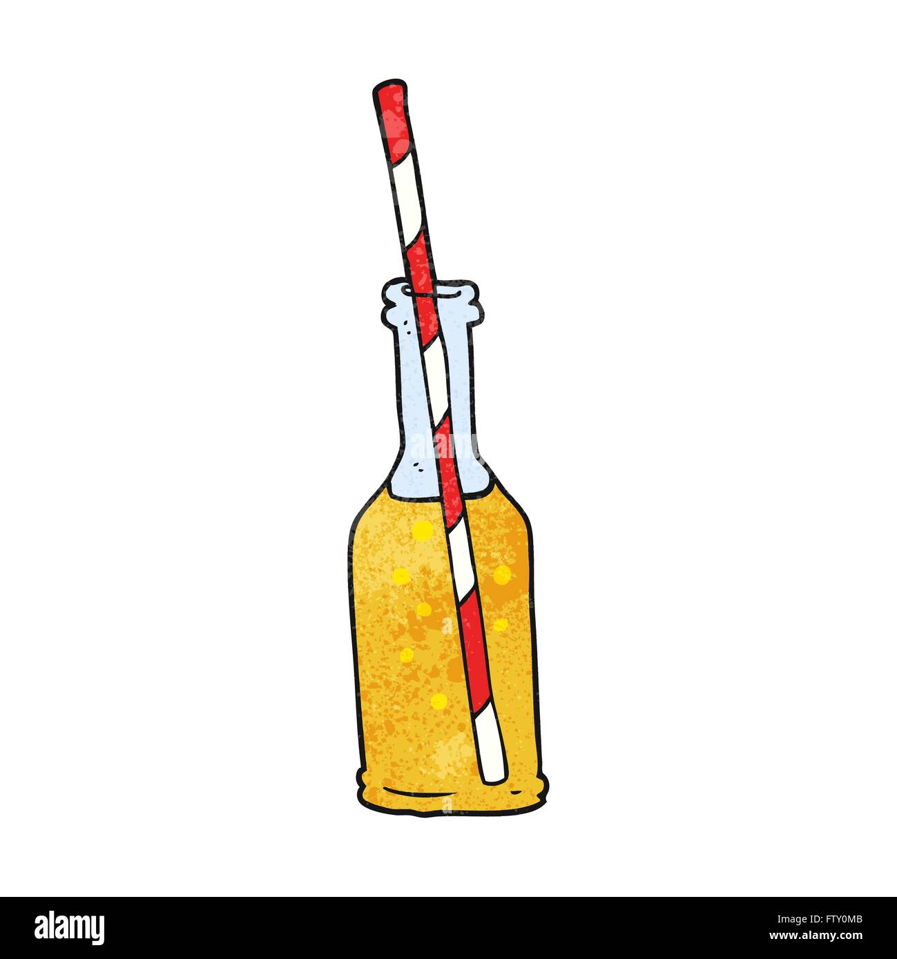 Freihand strukturierte Cartoon-Limo-Flasche und Stroh Stock ...