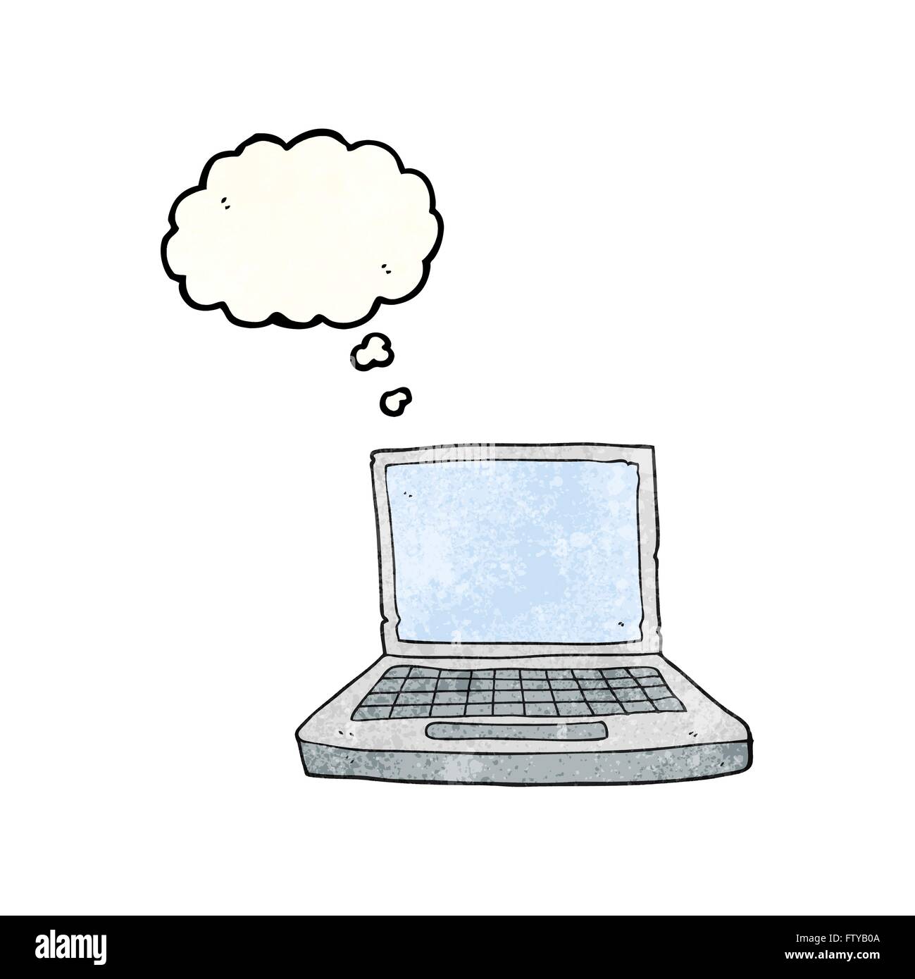 Freihändig gezeichnete Gedanken Blase strukturierte Cartoon Laptop ...