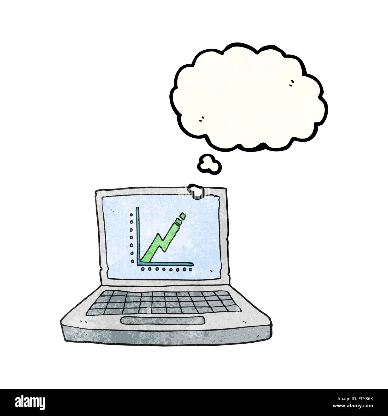 Freihändig gezeichnete Gedanken Blase strukturierte Cartoon-Laptop ...