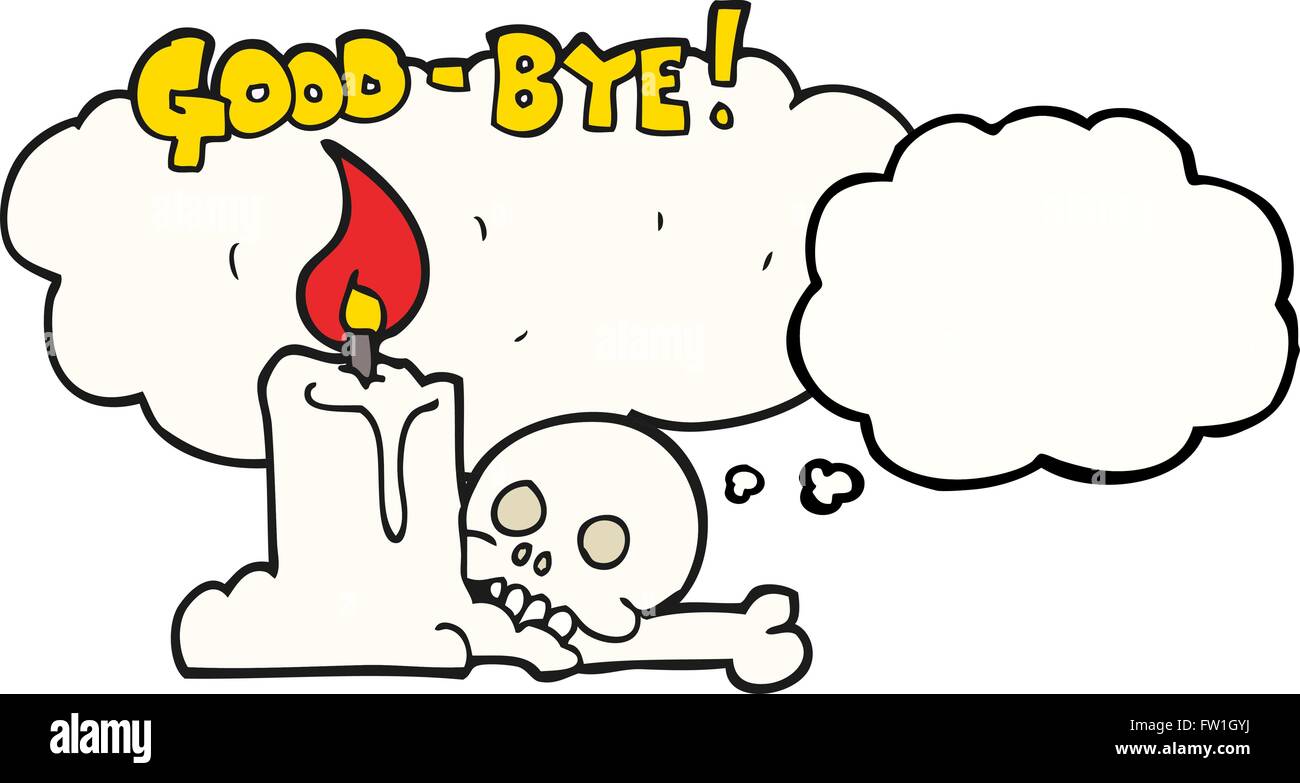 Freihändig gezeichnete Gedanken Bubble Cartoon Abschied von Zeichen ...