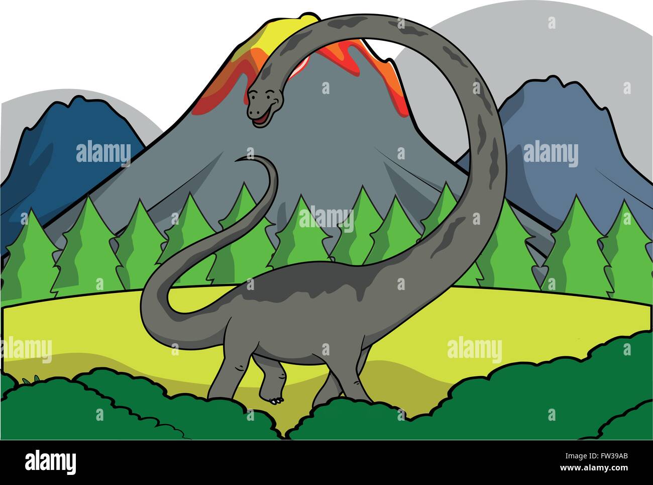 Cartoon Illustration Diplodocus Dinosaur Stockfotos & Cartoon ...