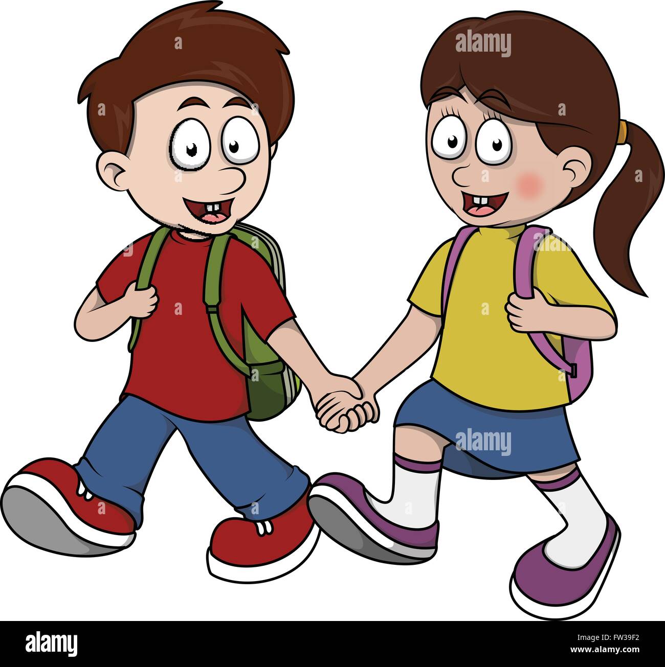 Kinder gehen zur Schule Stock-Vektorgrafik - Alamy