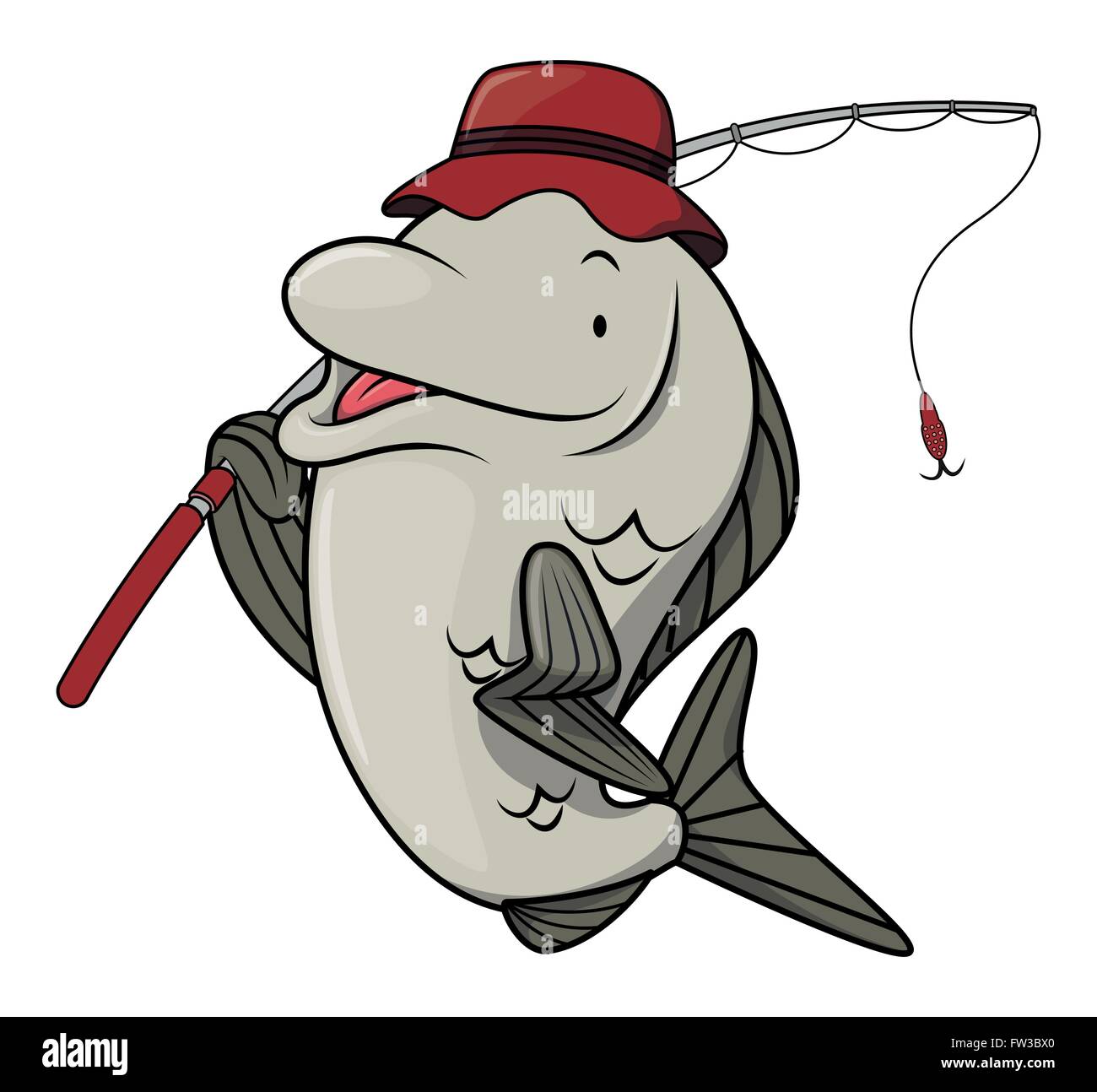 Fische Angeln Cartoon illustration Stock-Vektorgrafik - Alamy