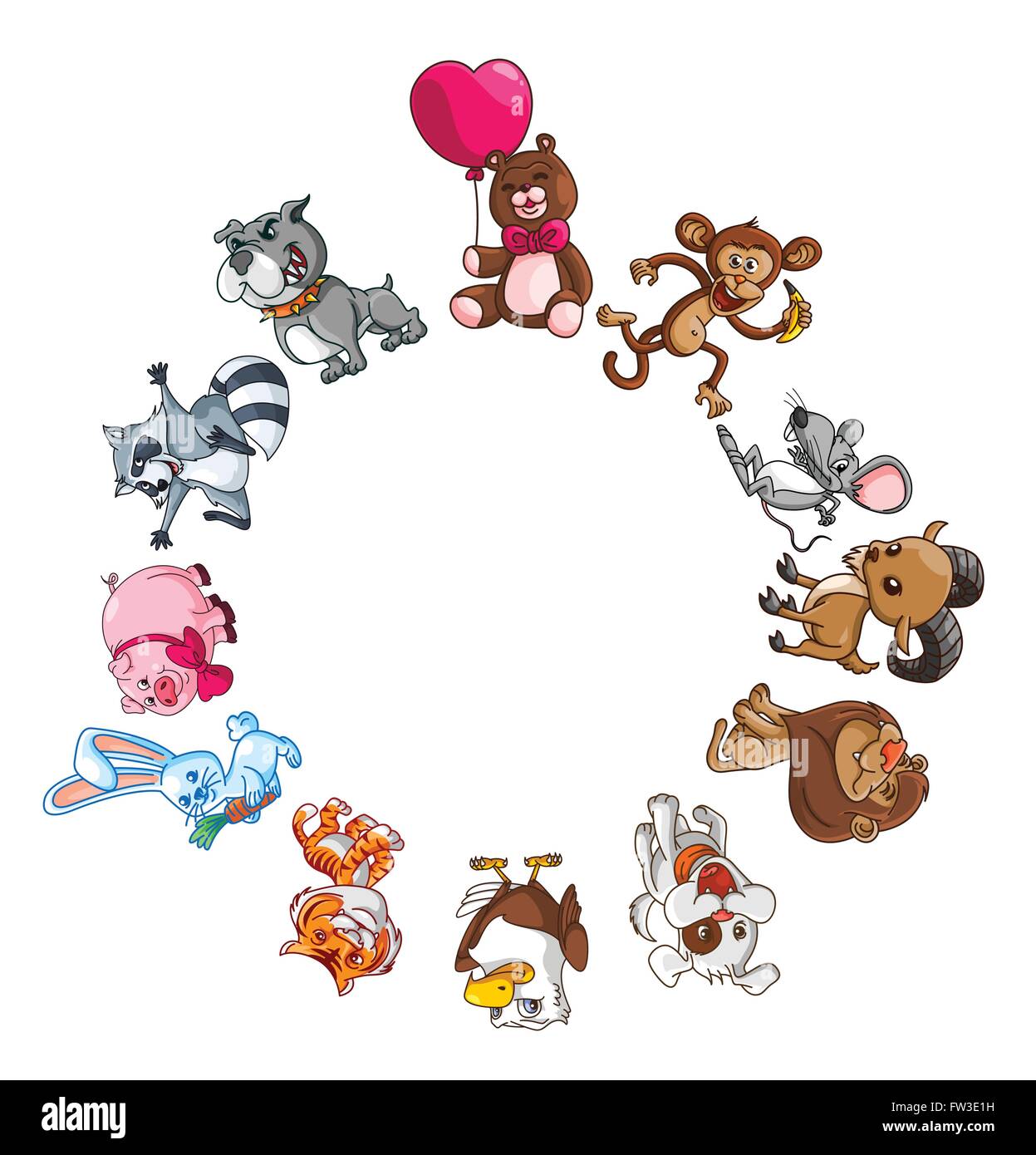 Lustige Tiere Kreis Banner Stock-Vektorgrafik - Alamy