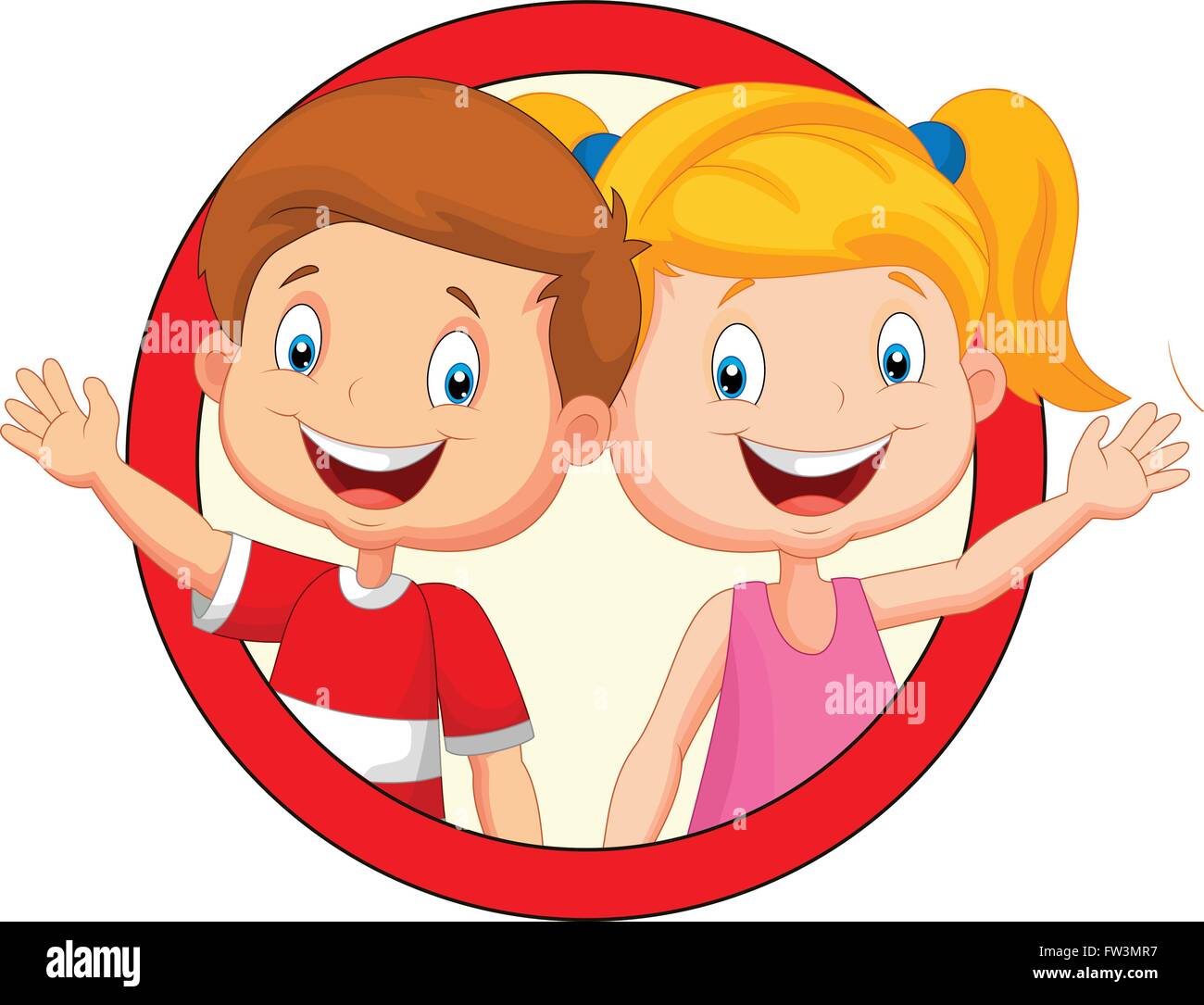 Süße Kinder Hand winken Stock-Vektorgrafik - Alamy