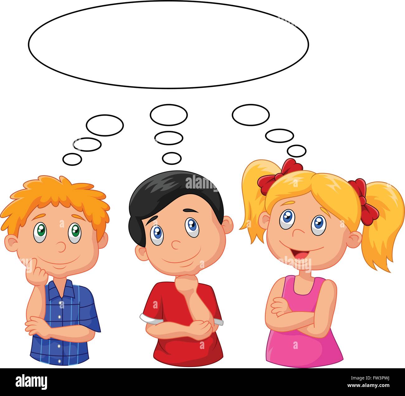 Cartoon Kinder denken mit weiße Blase Stock-Vektorgrafik - Alamy