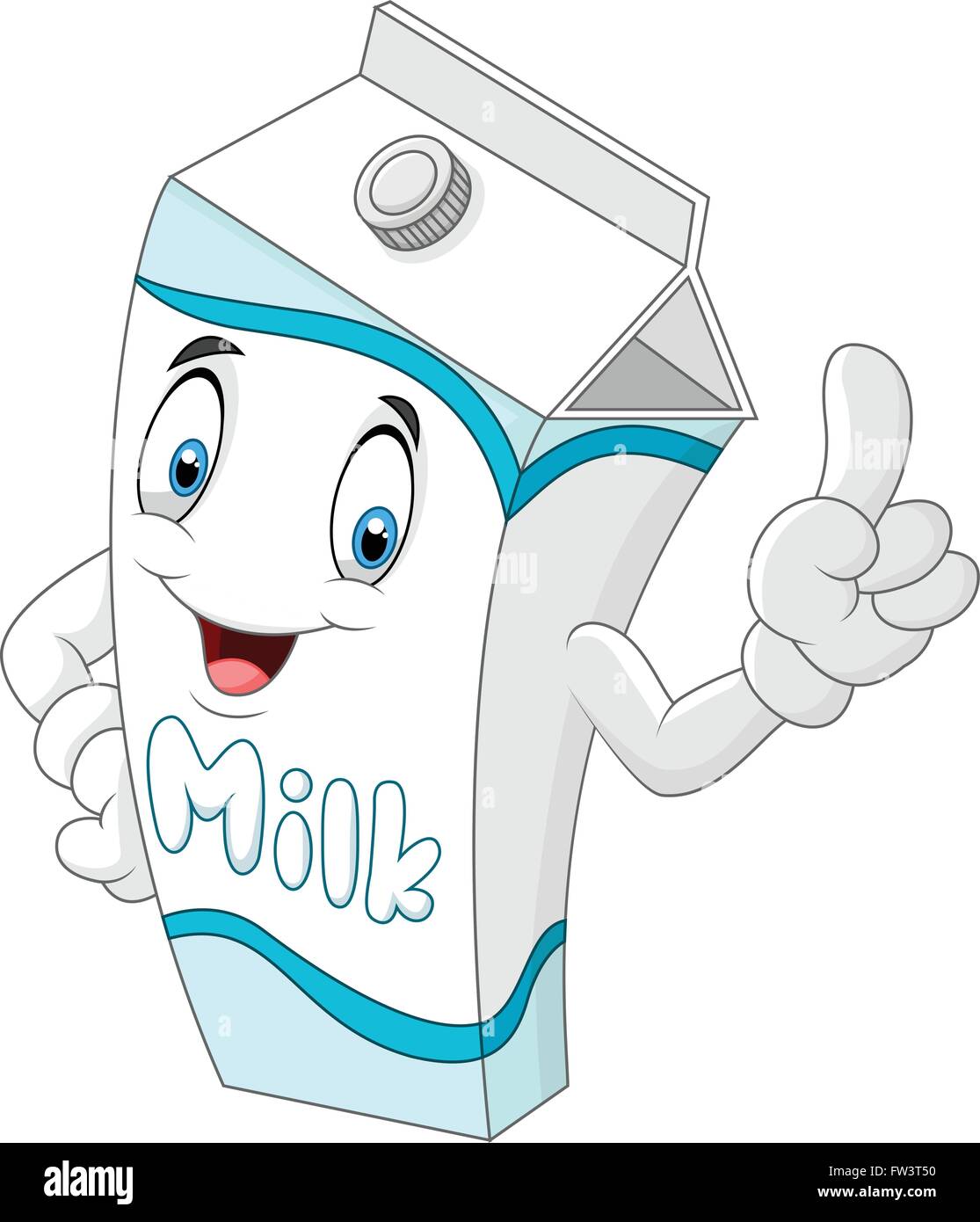 Cartoon-Milch zeigte mit seinem finger Stock-Vektorgrafik - Alamy