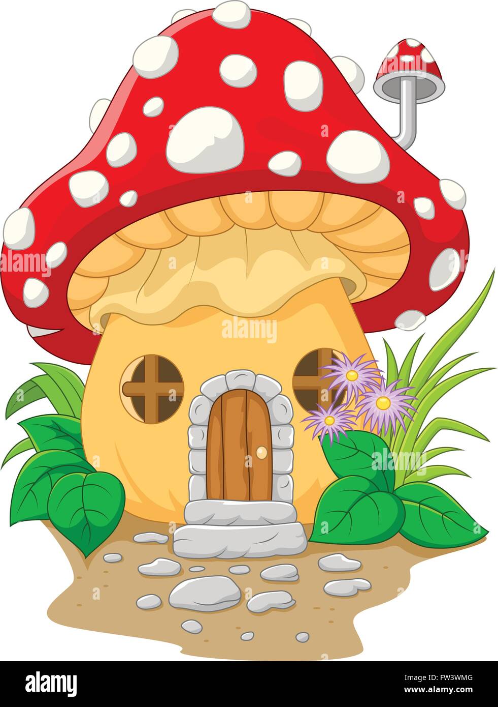 Cartoon mushroom house vector illustration -Fotos und -Bildmaterial in ...