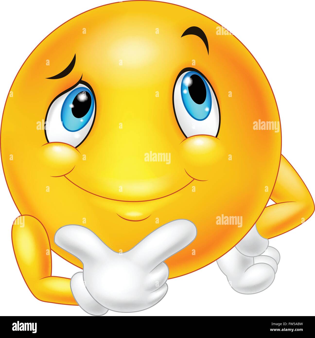 Glücklich Cartoon Emoticon denken Stock-Vektorgrafik - Alamy