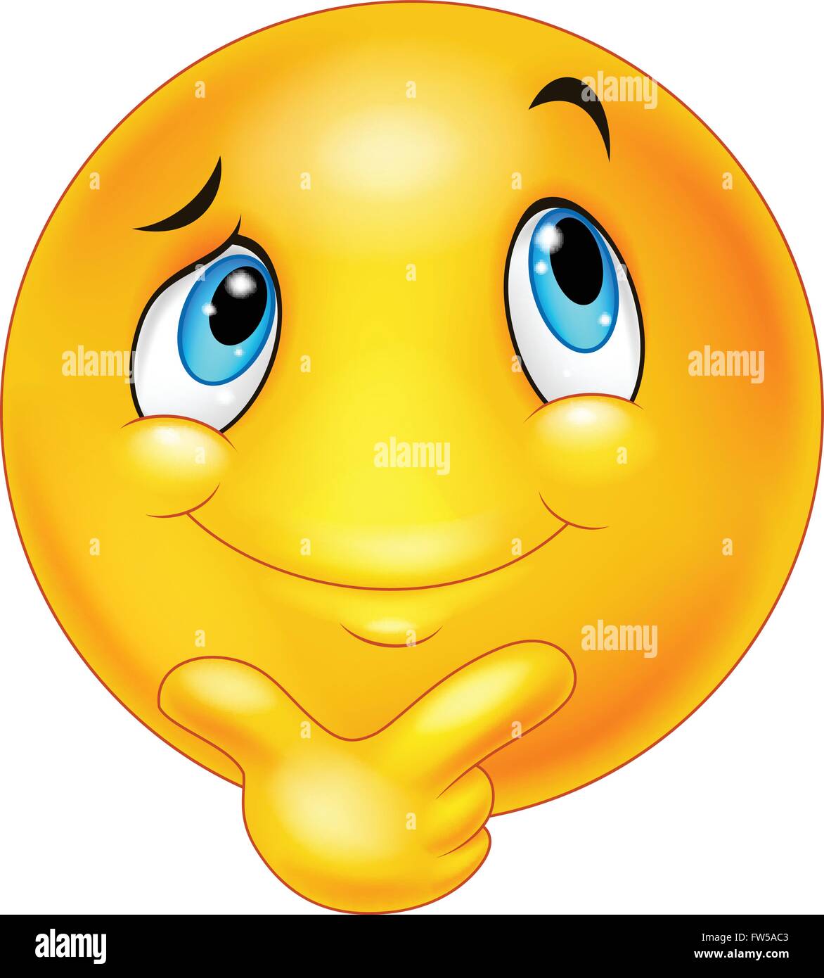 Glücklich Cartoon Emoticon denken Stock-Vektorgrafik - Alamy