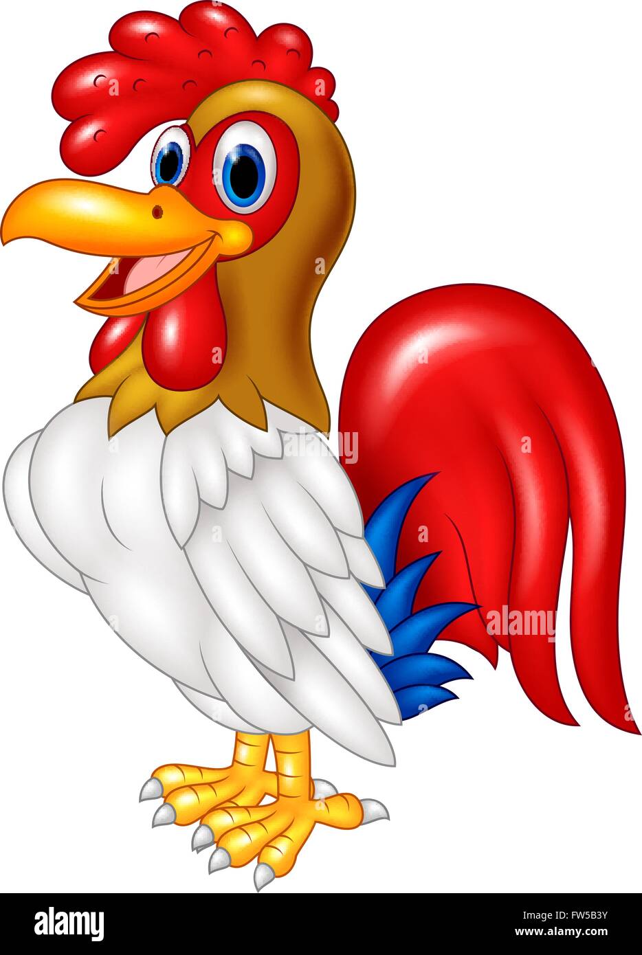 Cartoon-Huhn-Hahn posiert. isoliert auf weißem Hintergrund Stock ...